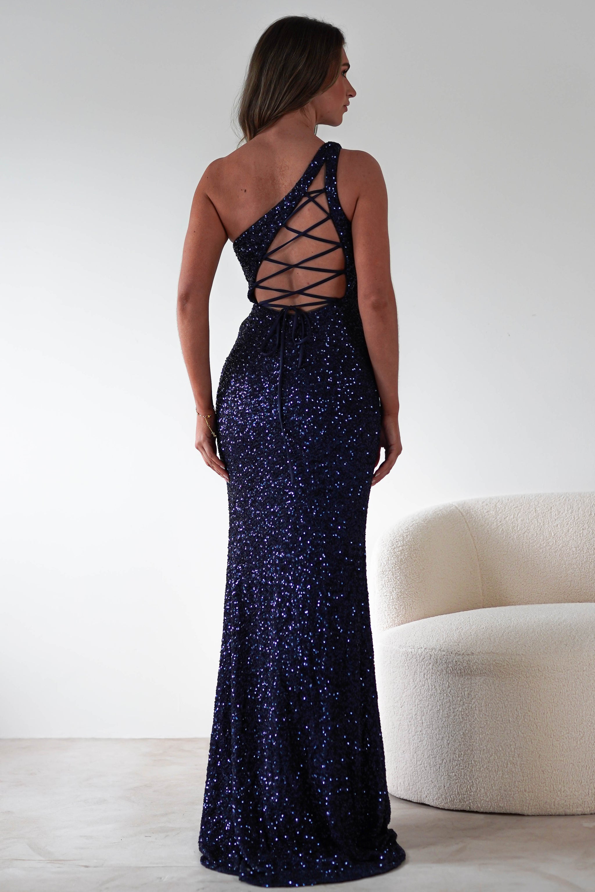 Charley Sequin Bodycon Gown | Navy