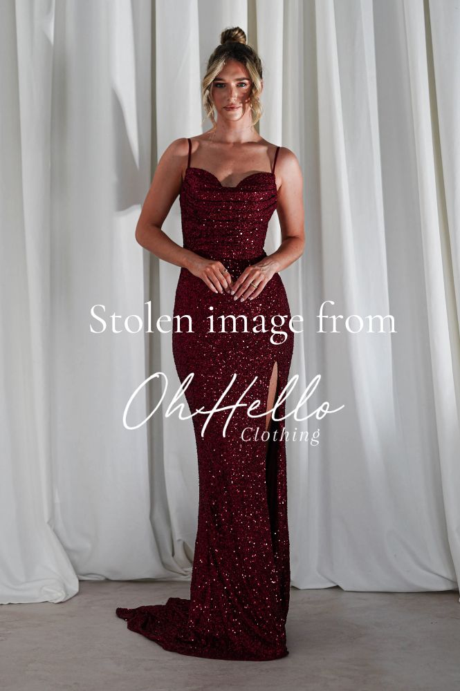 Audrina Bodycon Sequin Gown | Burgundy | Debs & Prom Dress