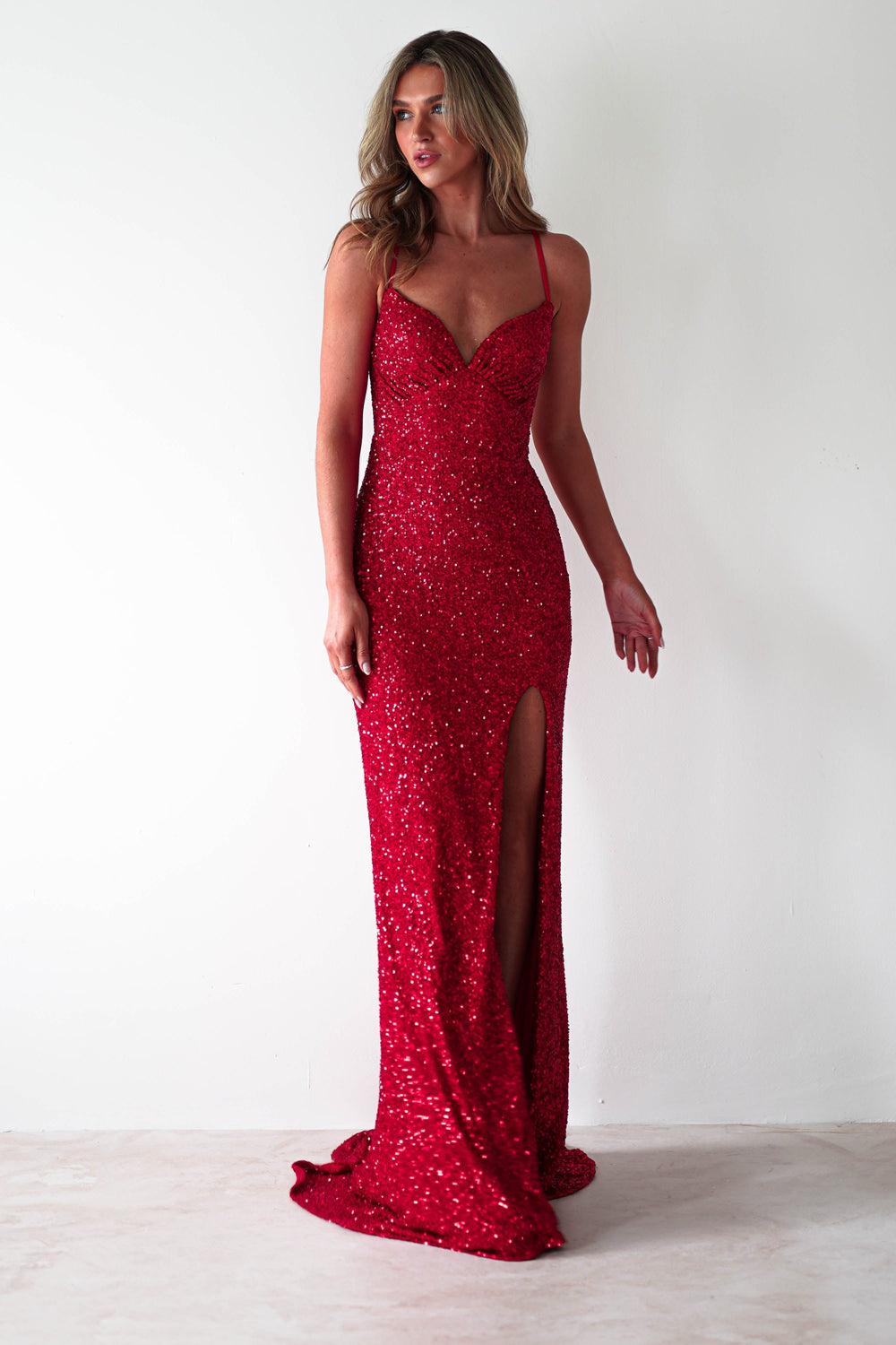 Clarisse Bodycon Sequin Gown | Red | Debs & Prom Dress
