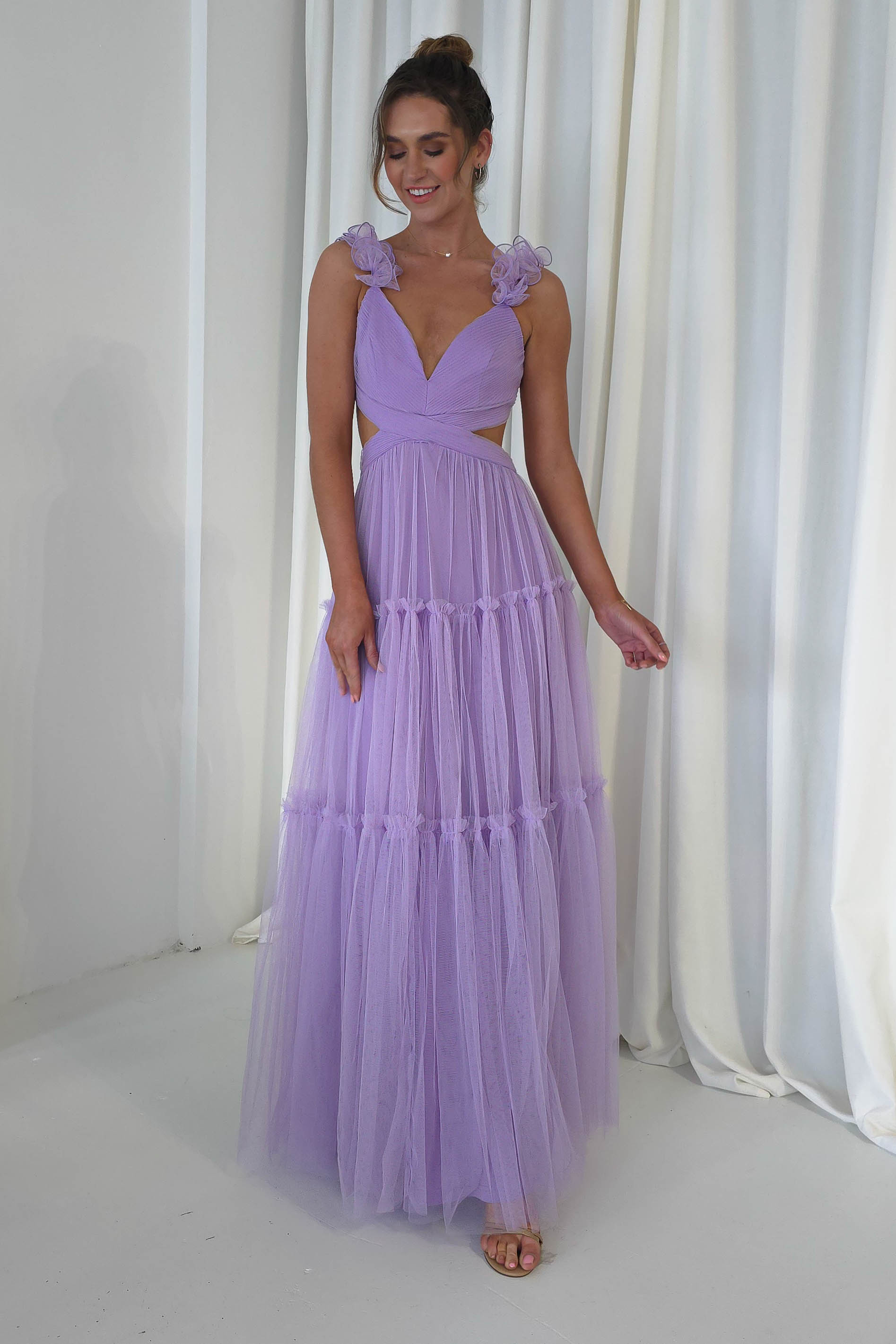 Galiena Ruffle Tulle Maxi Dress | Lilac | Oh Hello Clothing