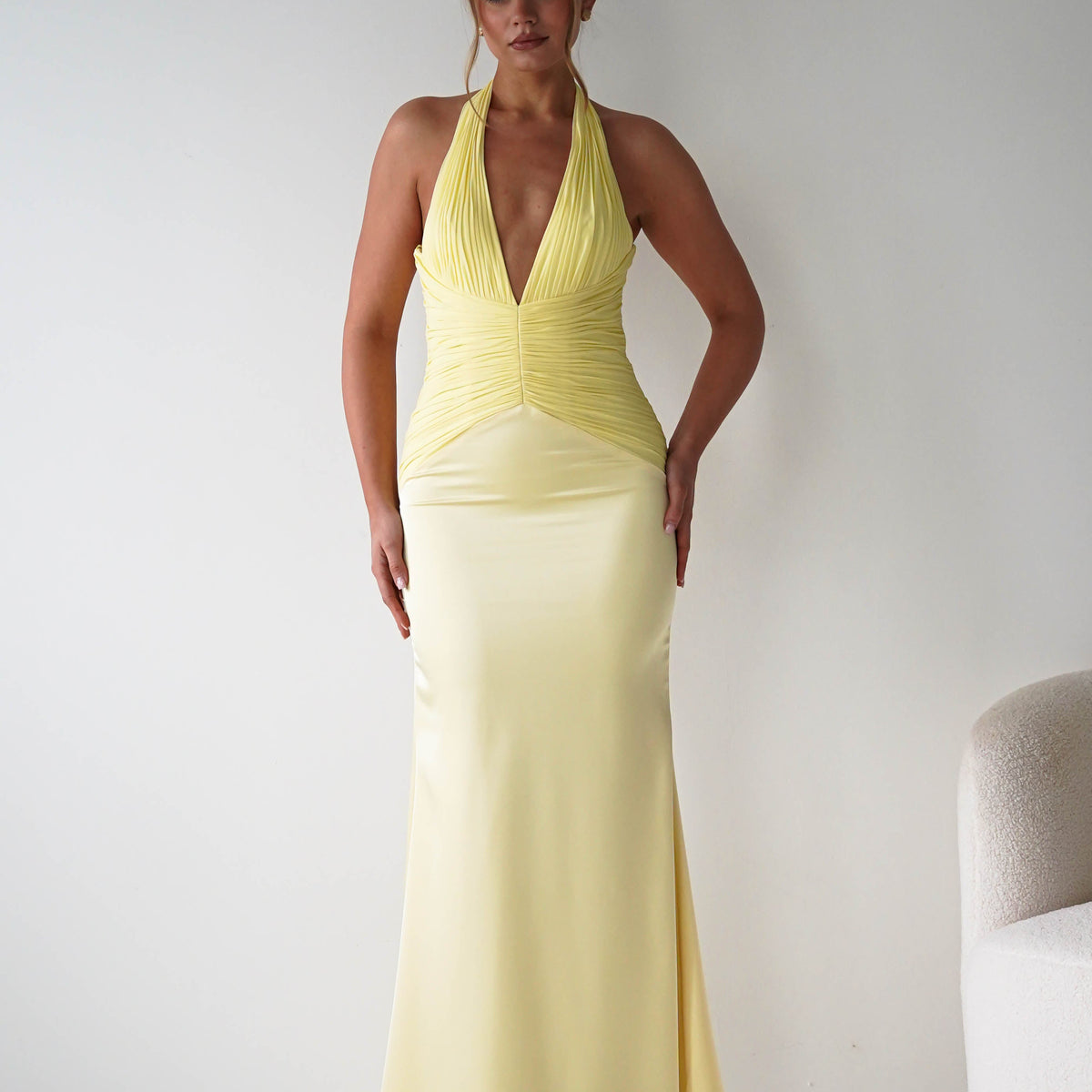 Austin Bodycon Halterneck Maxi Dress | Yellow – Oh Hello Clothing