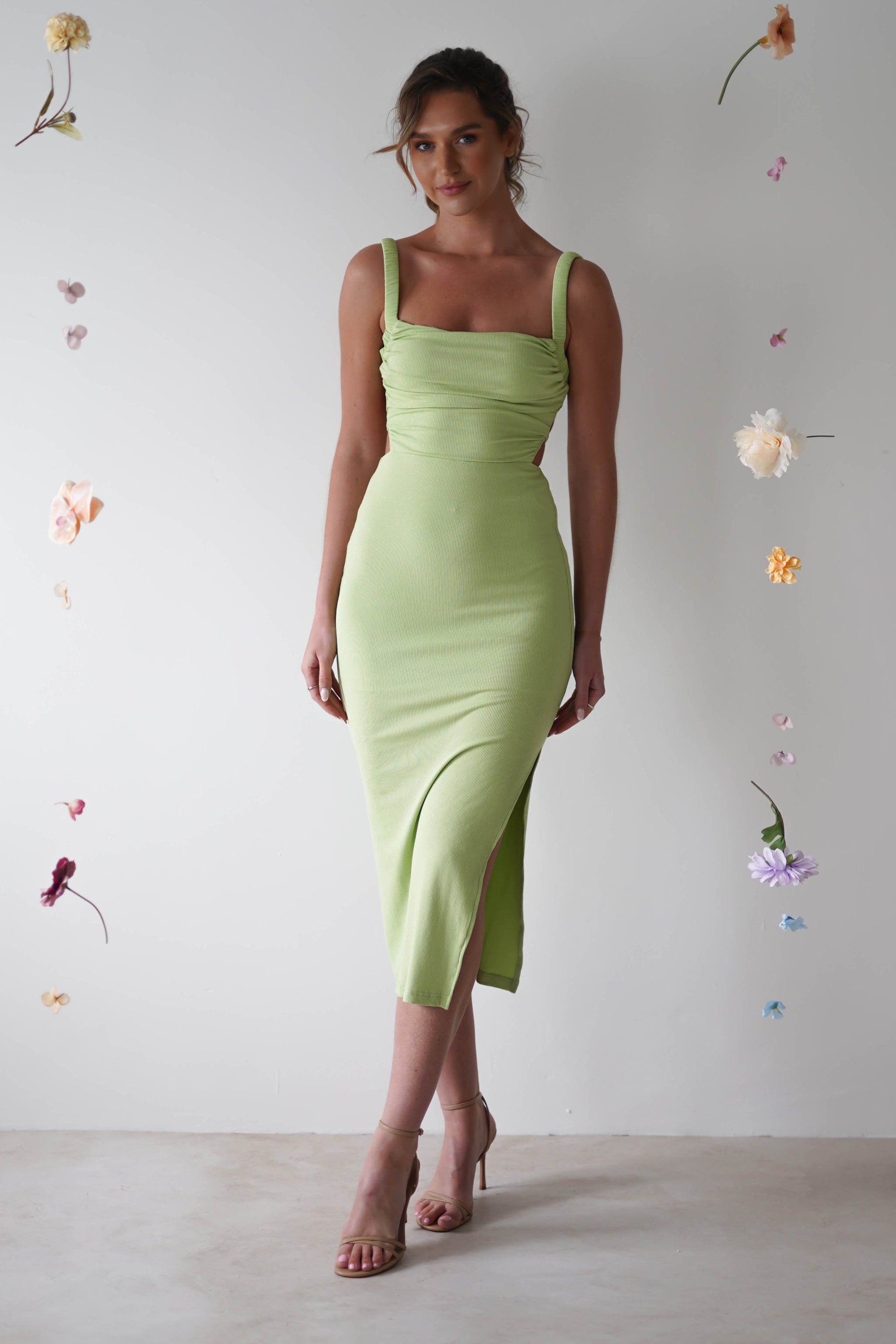 Reese Ribbed Midi Dress | Lime