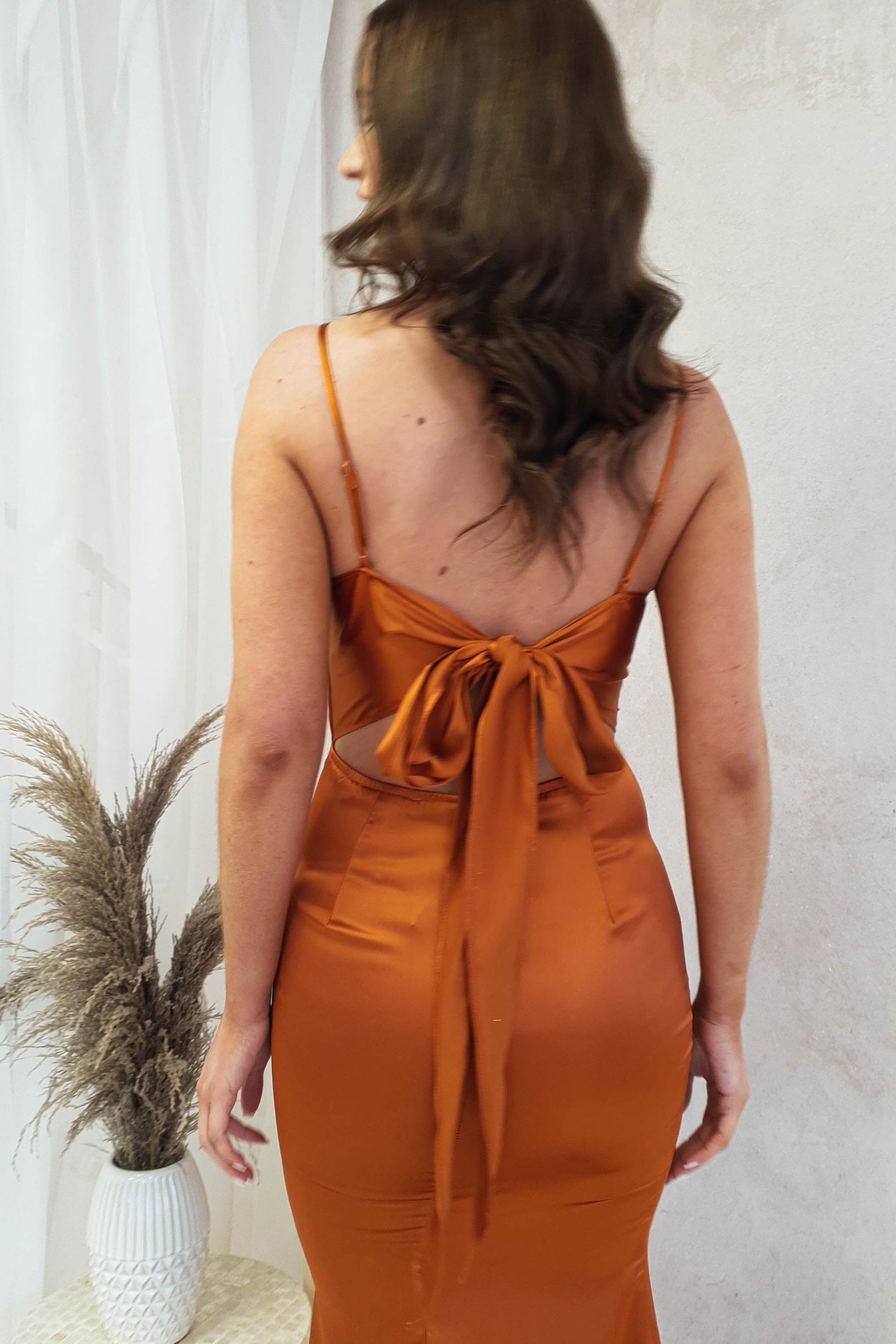 Abrea Cowl Neck Gown | Sunset Orange – Oh Hello Clothing